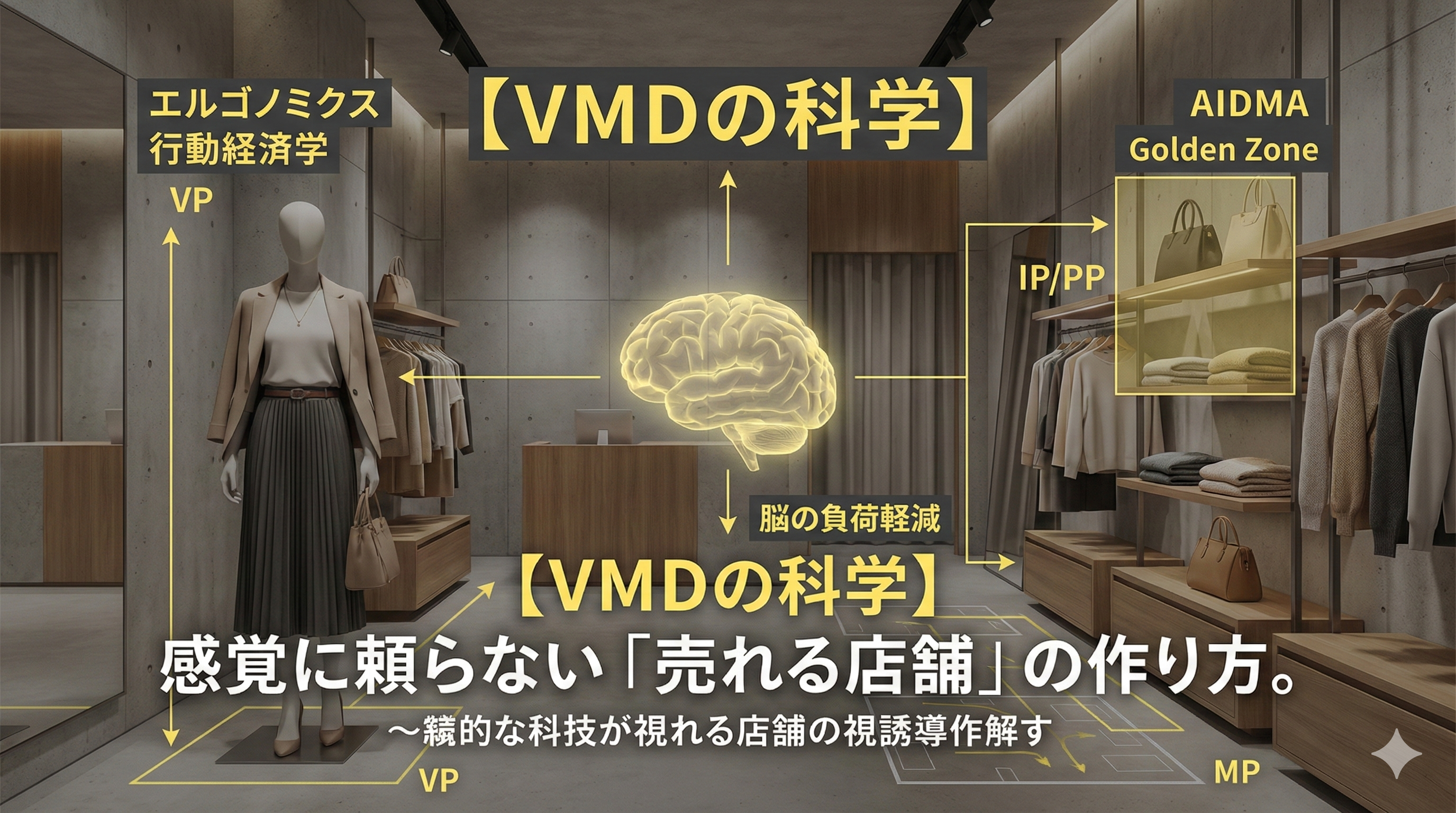 【VMDの科学】感覚に頼らない「売れる店舗」の作り方。人間工学と行動学で解き明かす、再現性のある陳列ロジック